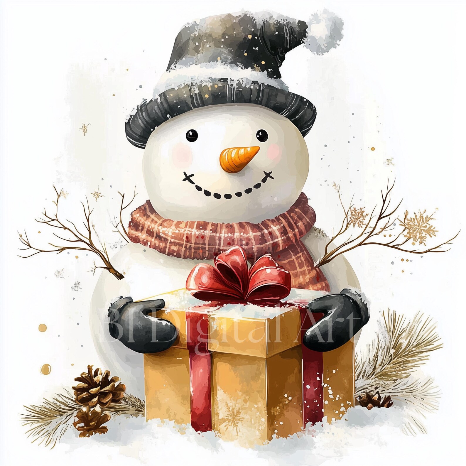 10 Snowman With Gifts Clipart Set, Christmas Clipart, Winter Snowman ...