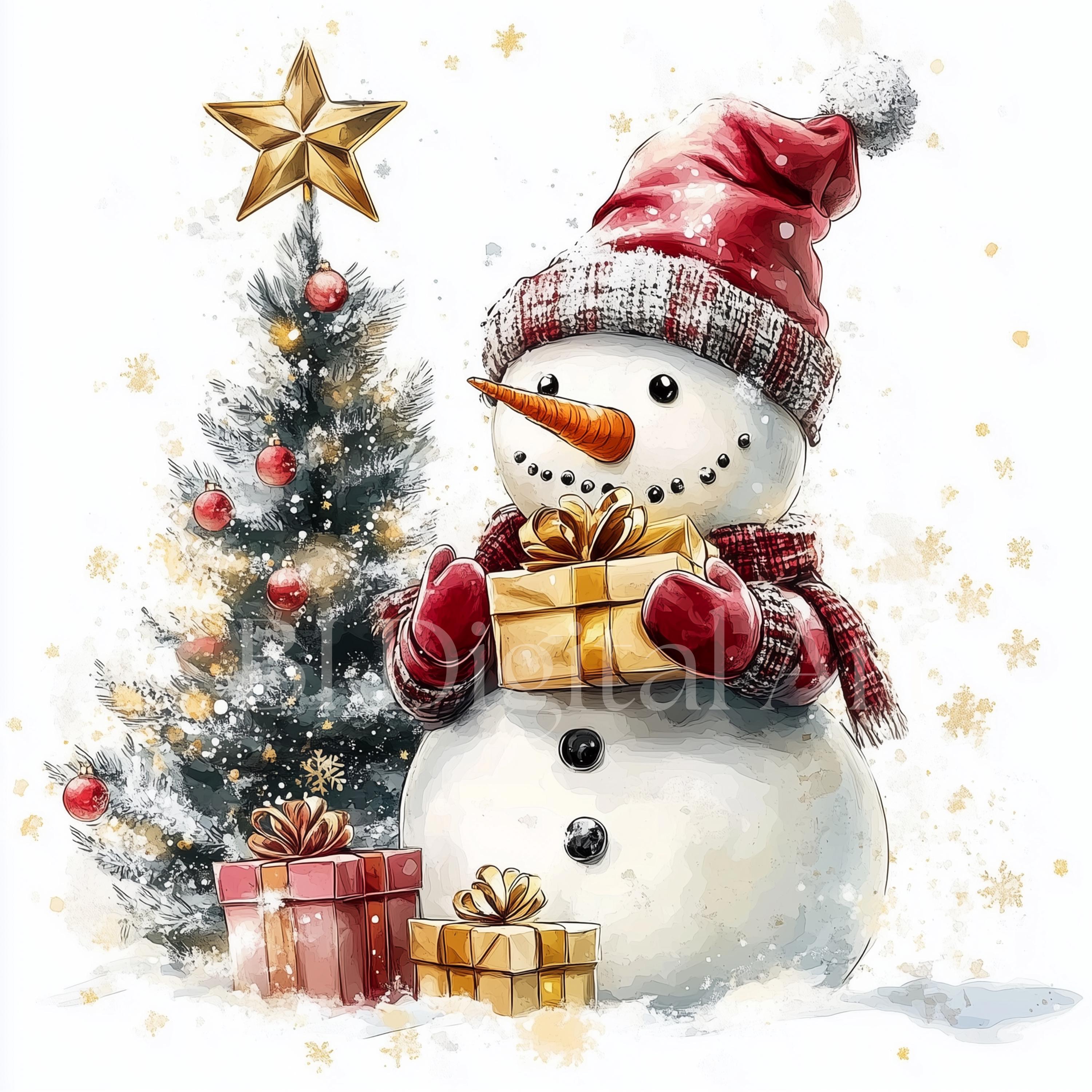 10 Snowman With Gifts Clipart Set, Christmas Clipart, Winter Snowman ...