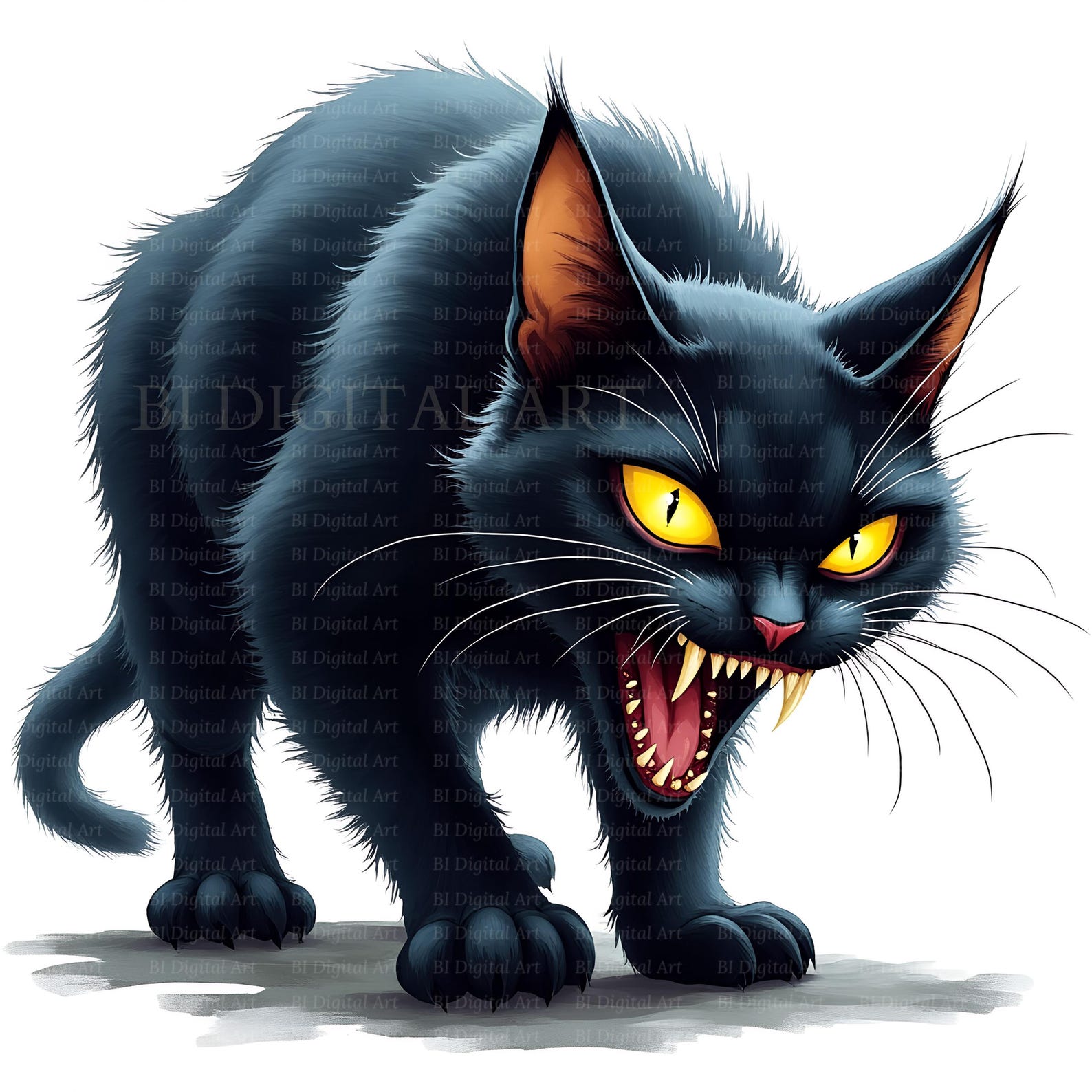 10 Scary Angry Black Cat Cliparts, Hissing Cat Illustrations ...