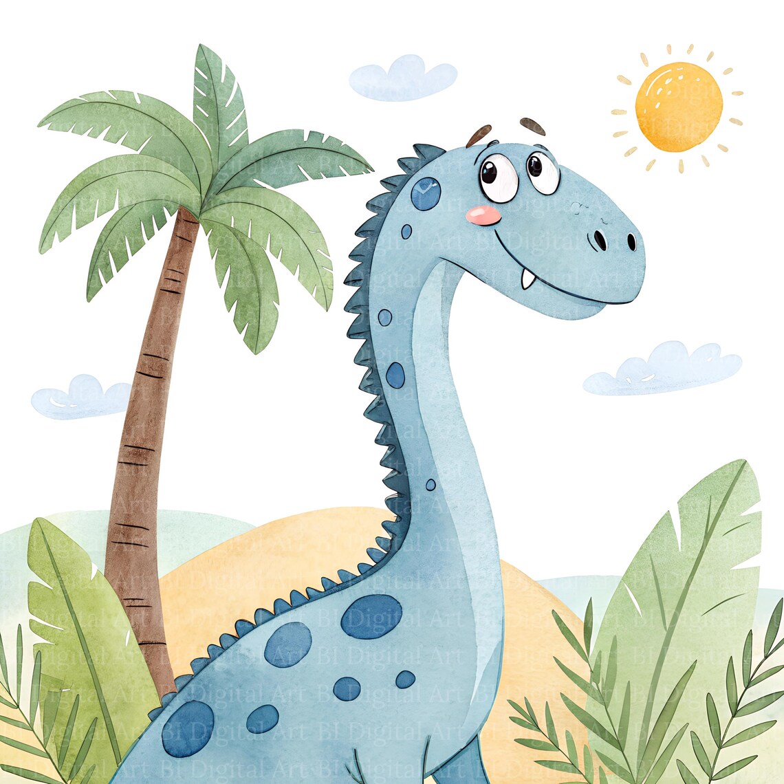 10 Cute Dinosaur Clipart, Cartoon Dinos, High-quality JPG Files ...