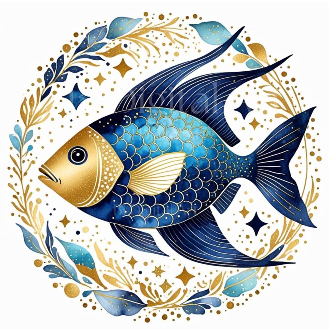 Abstract Fish Clipart PNG & JPG, Watercolor Fish, Sublimation Design ...