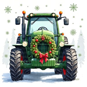 23 Christmas Tractor Cliparts Bundle – Festive Watercolor Tractors With ...