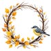 10 Autumn Wreath With Bird Clipart – Fall Leaves, Branches & Red ...