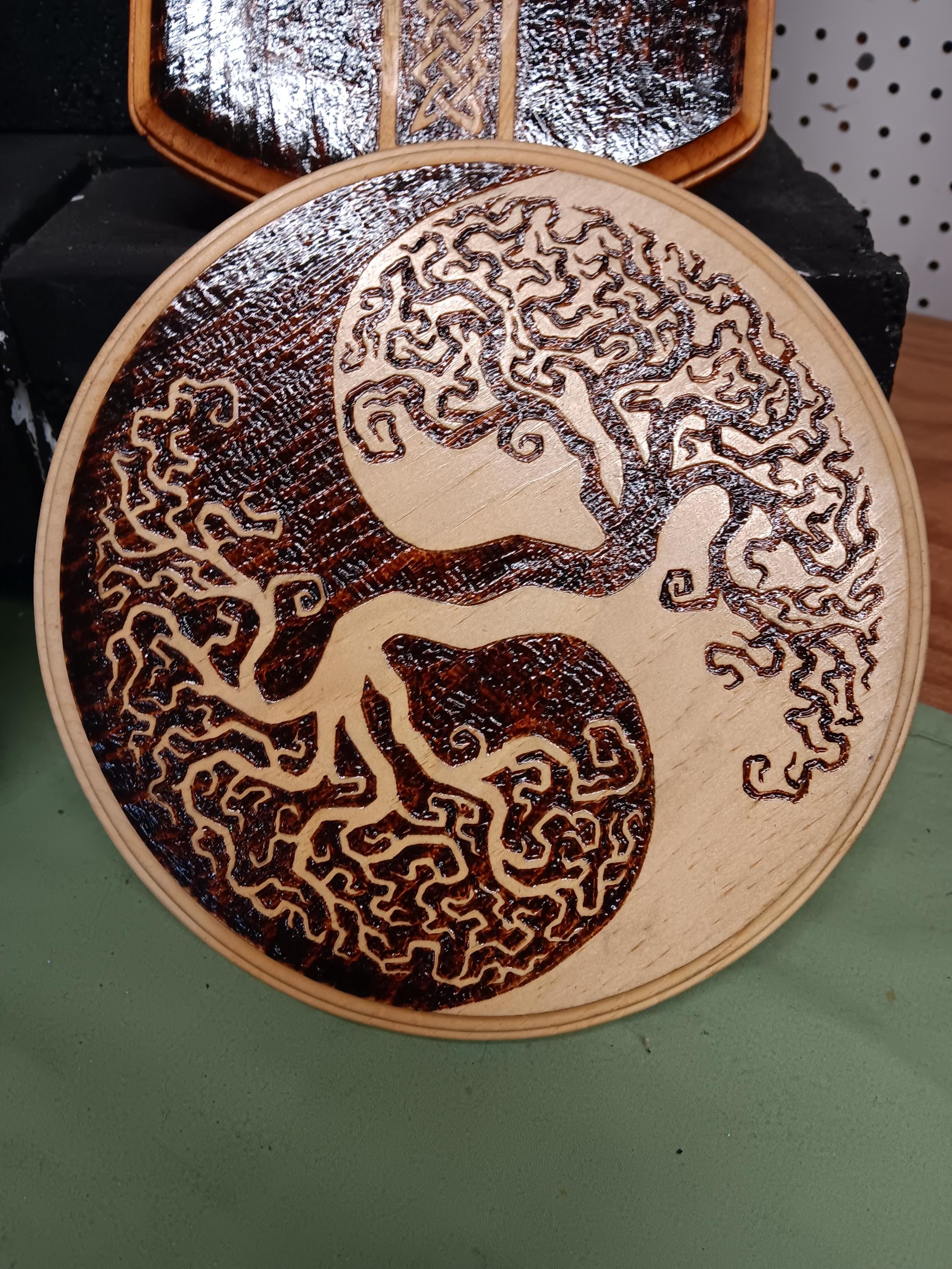 Woodburned Yin Yang Tree of Life Pyrography - Etsy