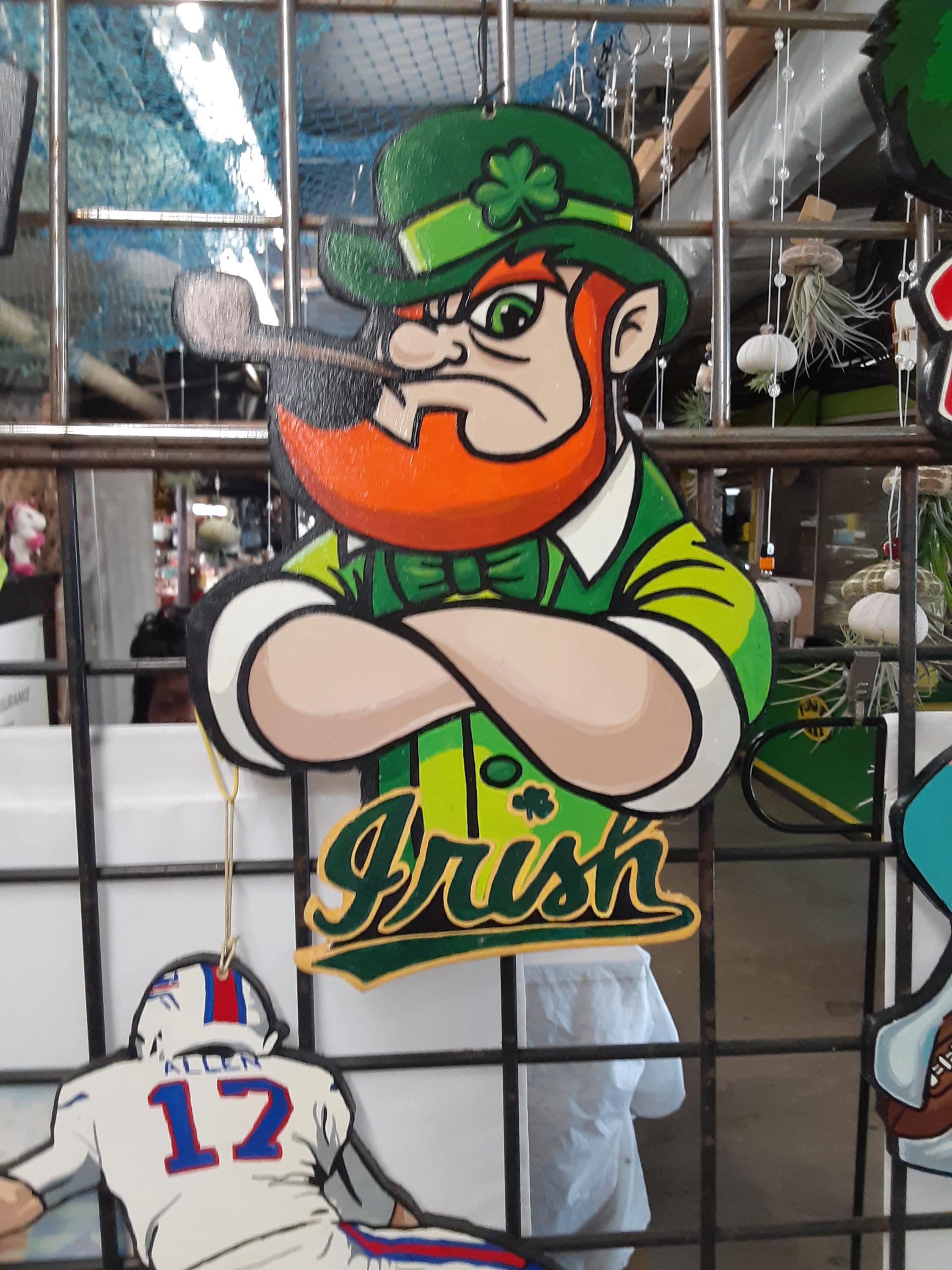 Fighting Irish Hand Painted Team Wood Cut Out Wall Decor Mancave - Etsy