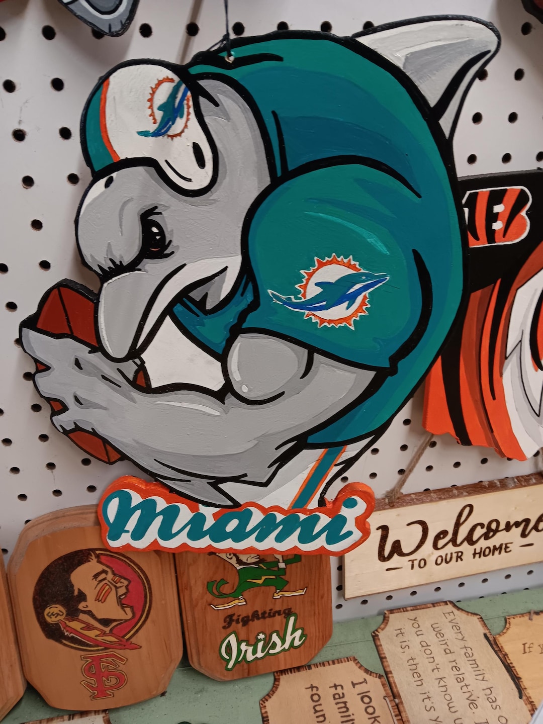 Miami Dolphins Team Cut Out Hand Painted Mancave Wall Decor - Etsy