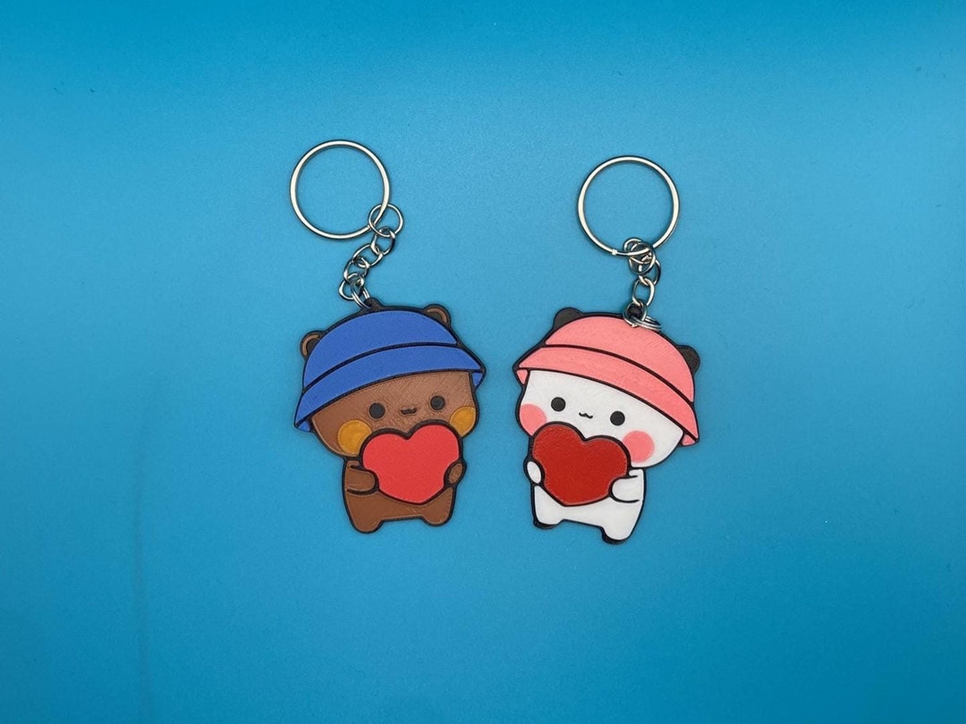 Bubu and Dudu Gift for Couple Love Heart Cute Keyring for Couple Panda ...
