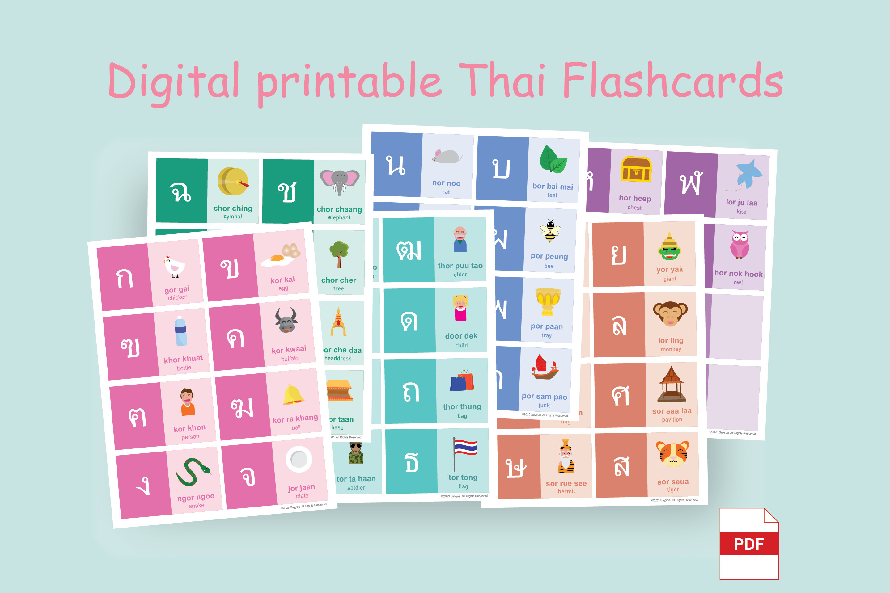 Thai Alphabet Flashcards - Etsy