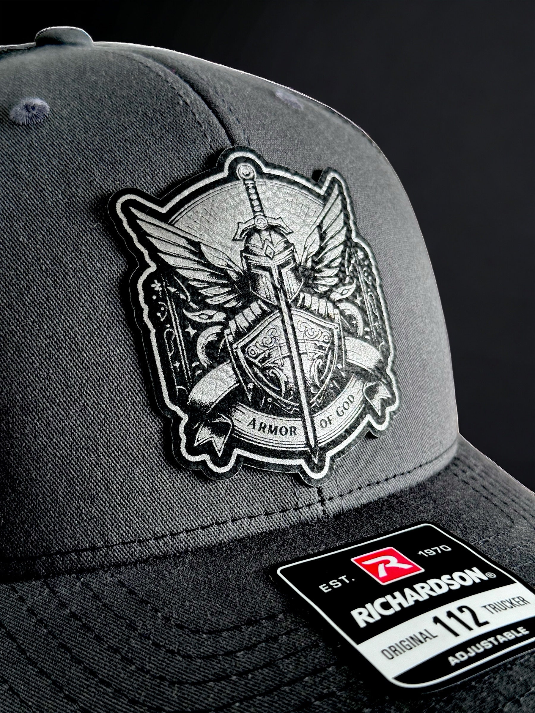 Armor of God Laser-engraved Patch Hat Charcoal/black Richardson 112 ...