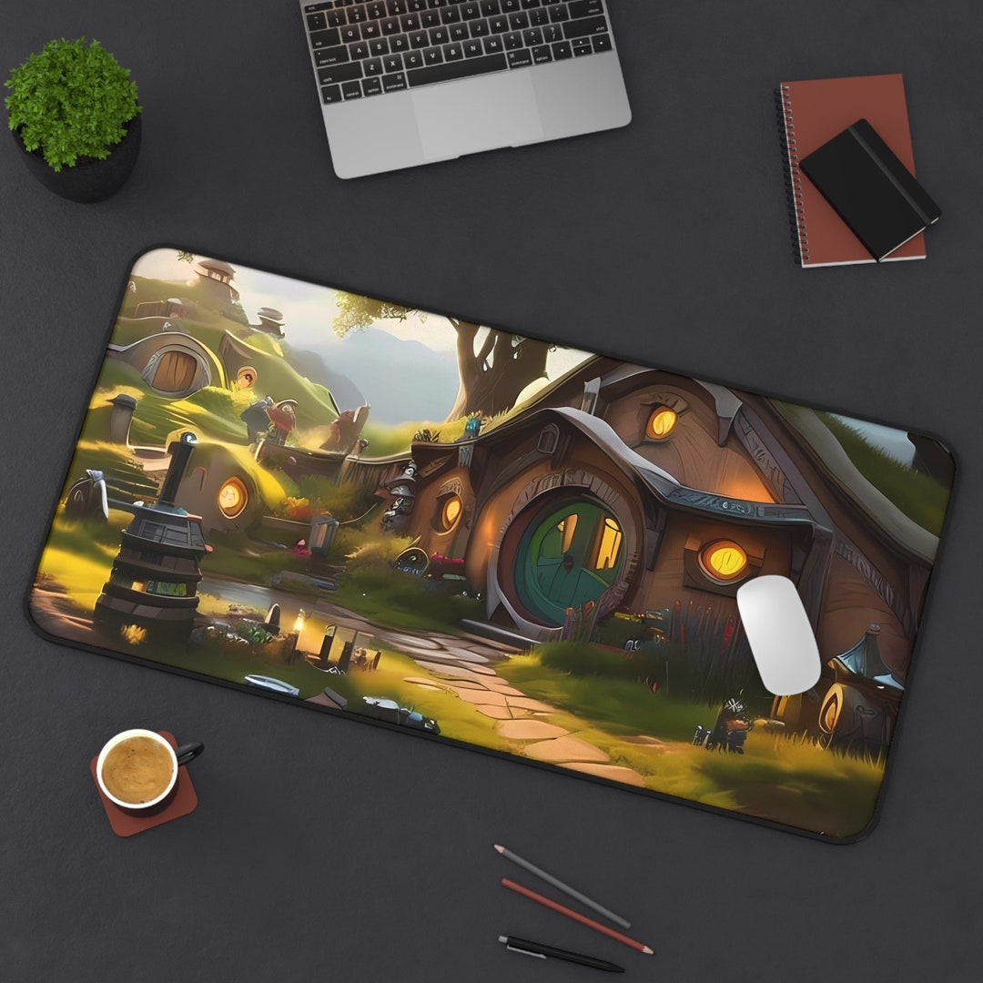 Hobbit Hut Desk Mat, Fantasy Adventure Aesthetic Mousepad, Extra Large ...