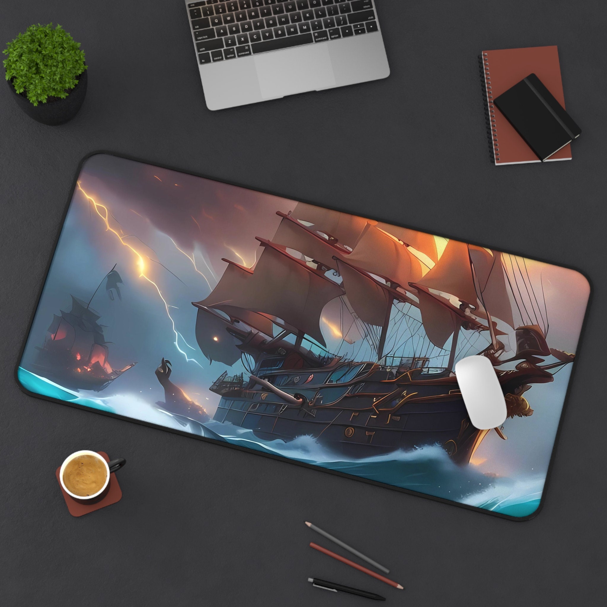 Pirate Ship Storm Desk Mat, Pirate Sea Lover Mousepad, Extra Large Card ...