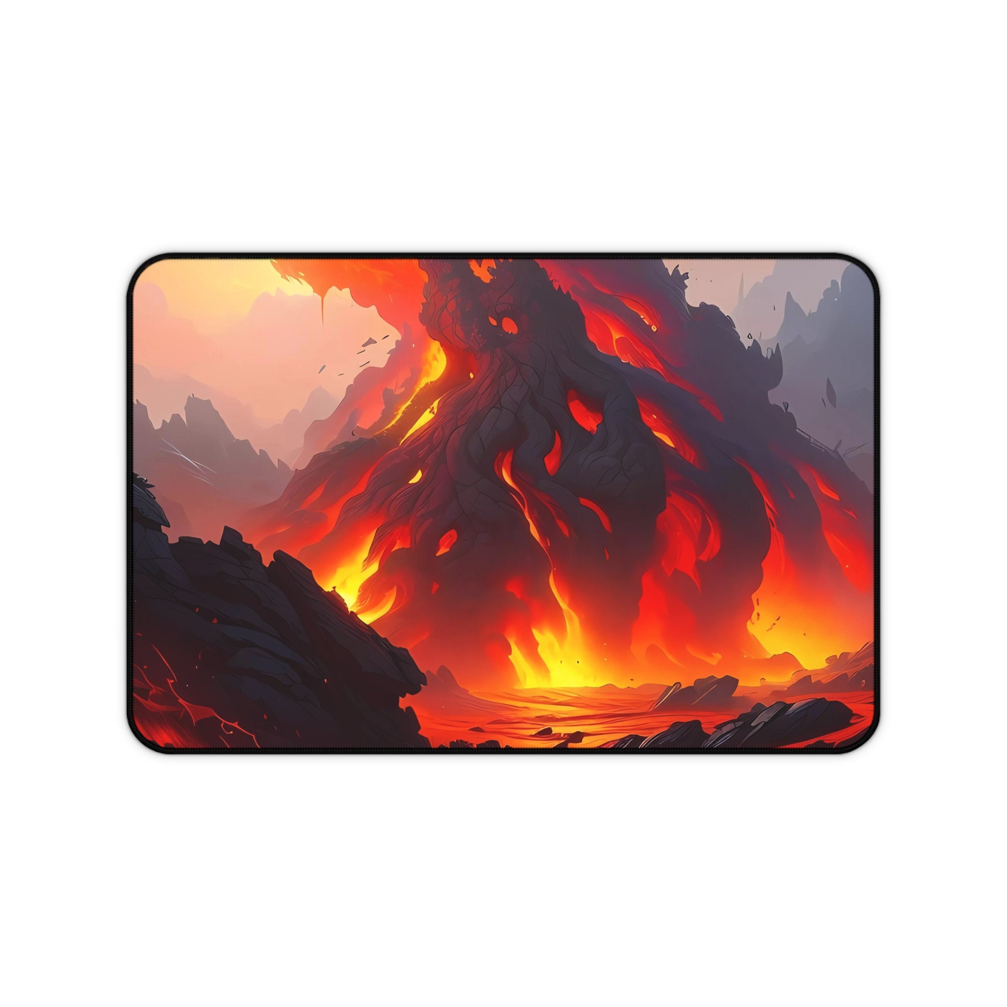Erupting Volcano Desk Mat, Lava Themed Mousepad, Extra Large Red Card ...