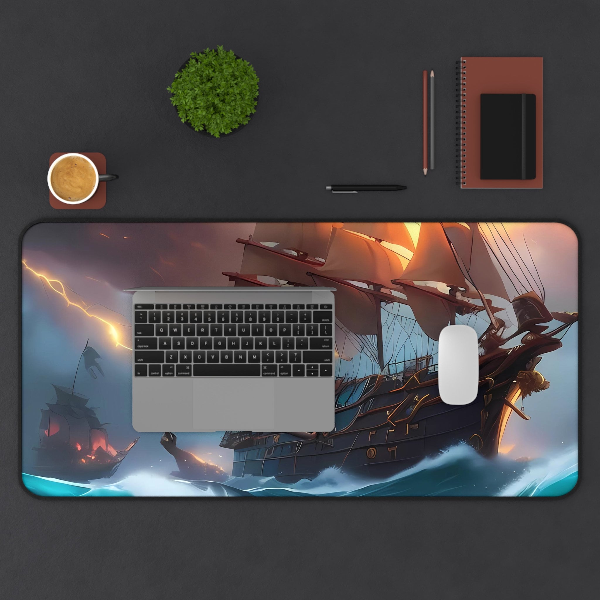 Pirate Ship Storm Desk Mat, Pirate Sea Lover Mousepad, Extra Large Card ...