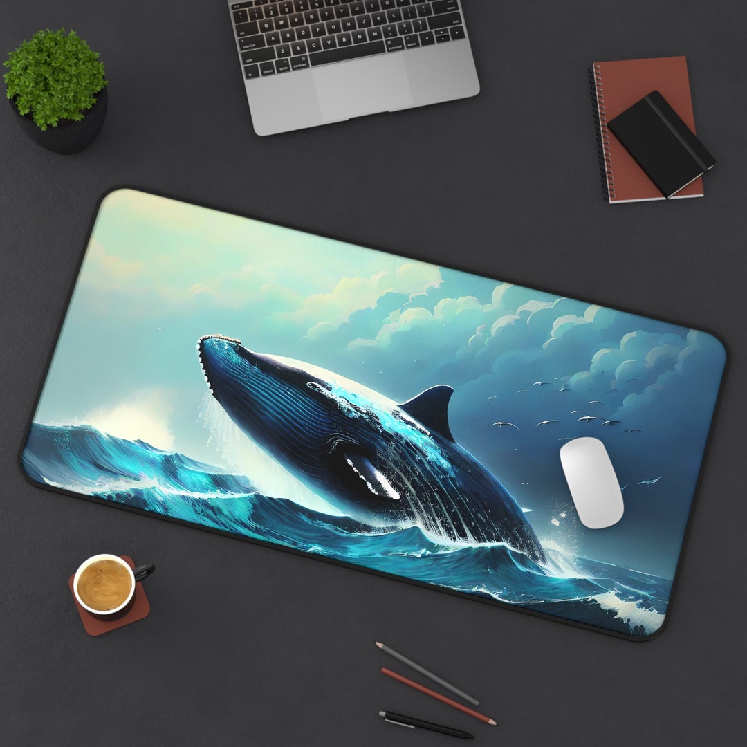 Whale Breaching Desk Mat: Large Artistic Mousepad, Card Game Playmat - Etsy