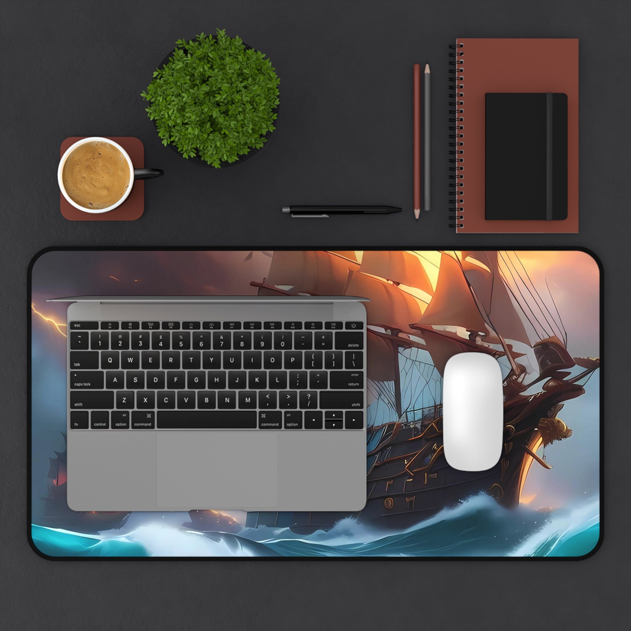 Pirate Ship Storm Desk Mat, Pirate Sea Lover Mousepad, Extra Large Card ...