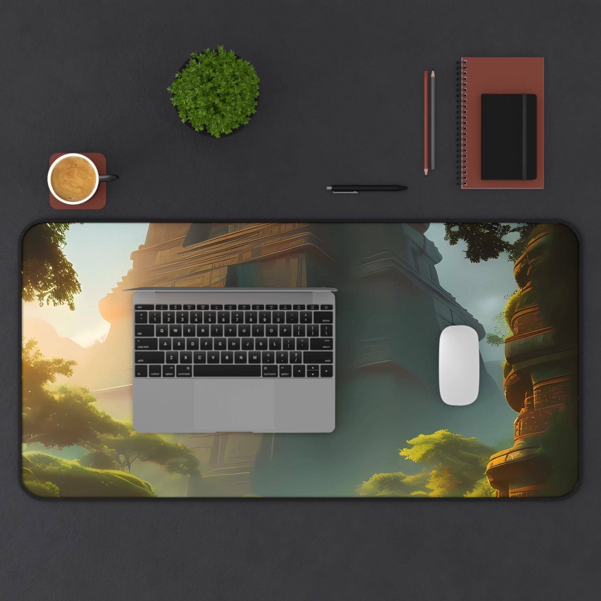 Mysterious Mayan Ruins Desk Mat, Jungle Adventure Aesthetic Mousepad ...
