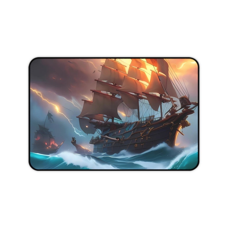 Pirate Ship Storm Desk Mat, Pirate Sea Lover Mousepad, Extra Large Card ...