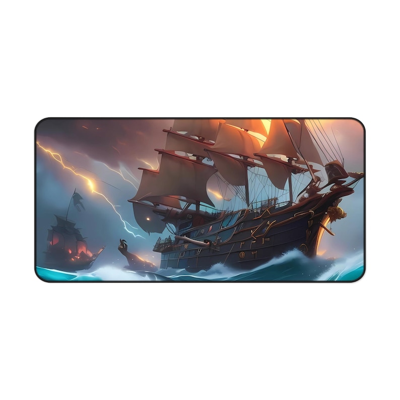 Pirate Ship Storm Desk Mat, Pirate Sea Lover Mousepad, Extra Large Card ...