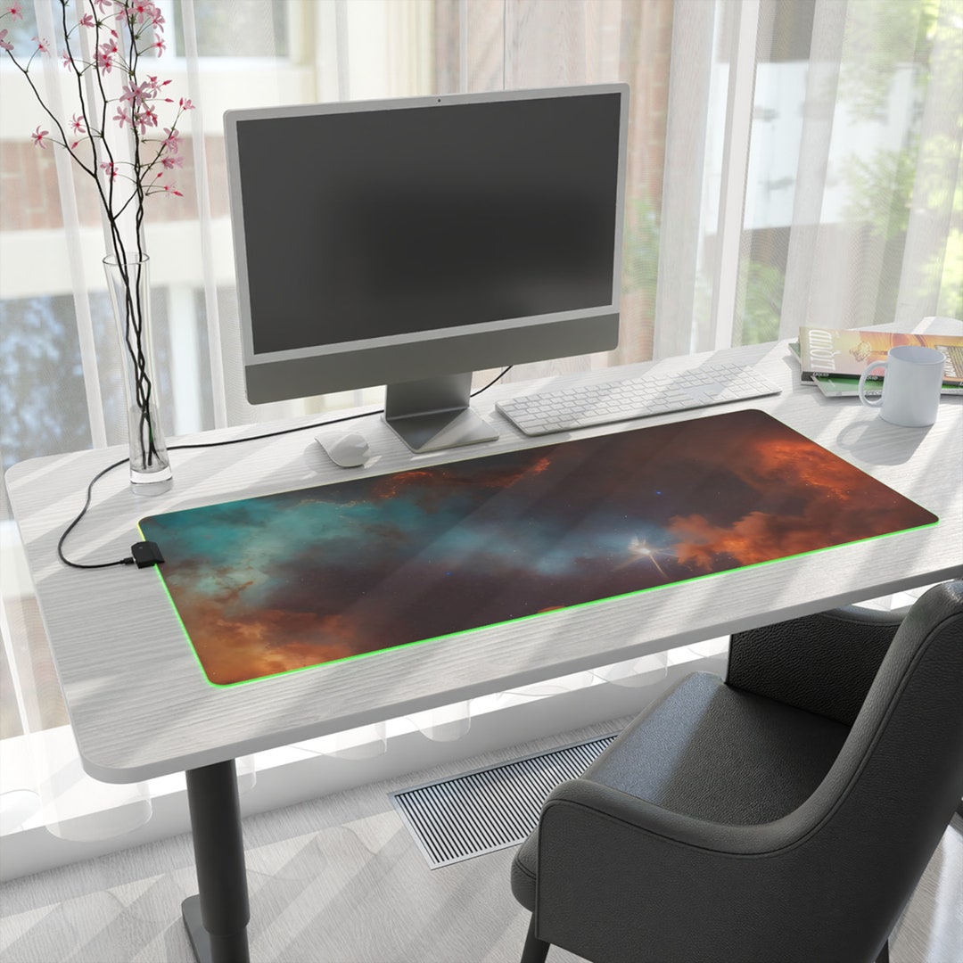 Space Themed LED Mousepad, Galaxy and Stars Aesthetic RGB Desk Mat ...
