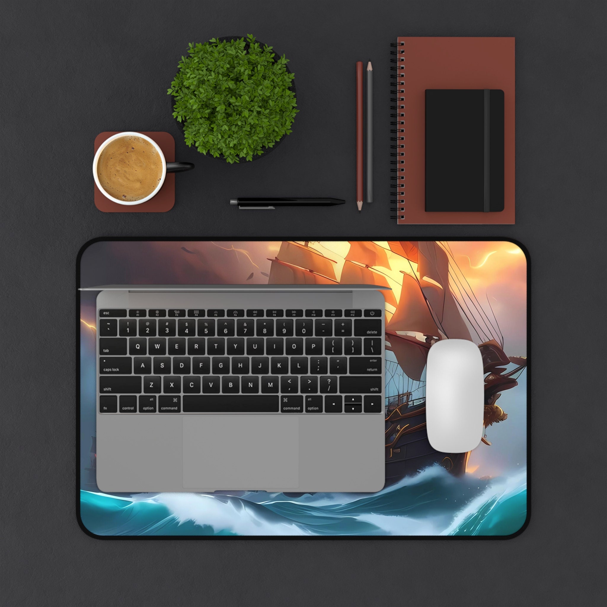 Pirate Ship Storm Desk Mat, Pirate Sea Lover Mousepad, Extra Large Card ...