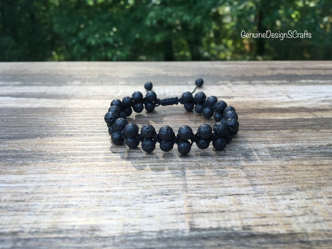 Black Volcanic Rock Lava Stone Bracelet | Volcanic Stone Bracelet ...