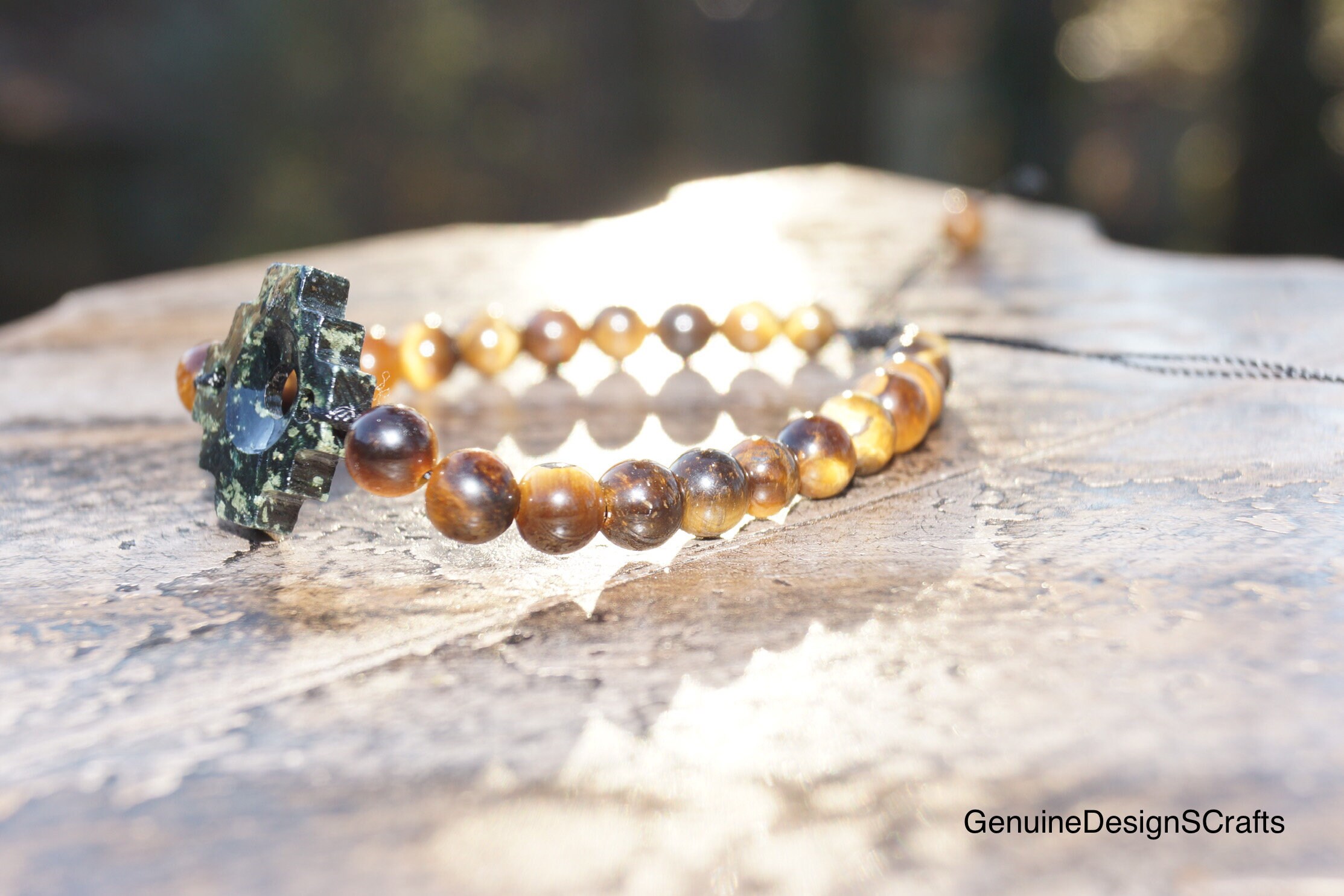 Tiger Eye Bracelet Peruvian Chakana Bracelet Inca Cross Serpentine ...