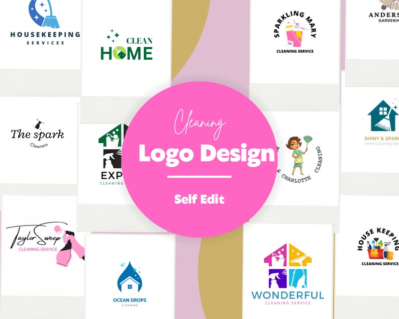 Editable Logo Design / Editable Cleaning Logos 42 Styles to Edit Custom ...
