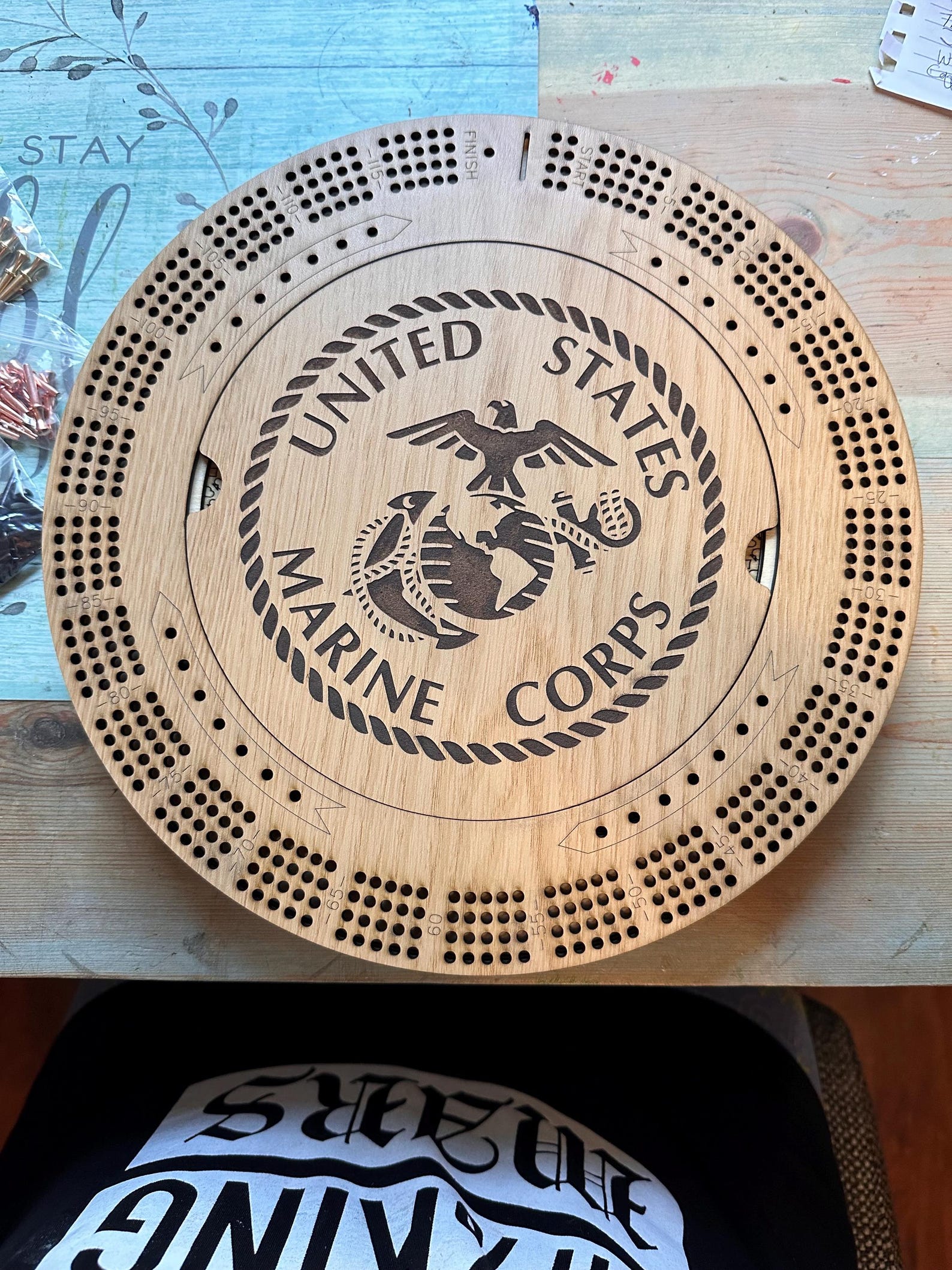 USMC Cribbage Board - Etsy