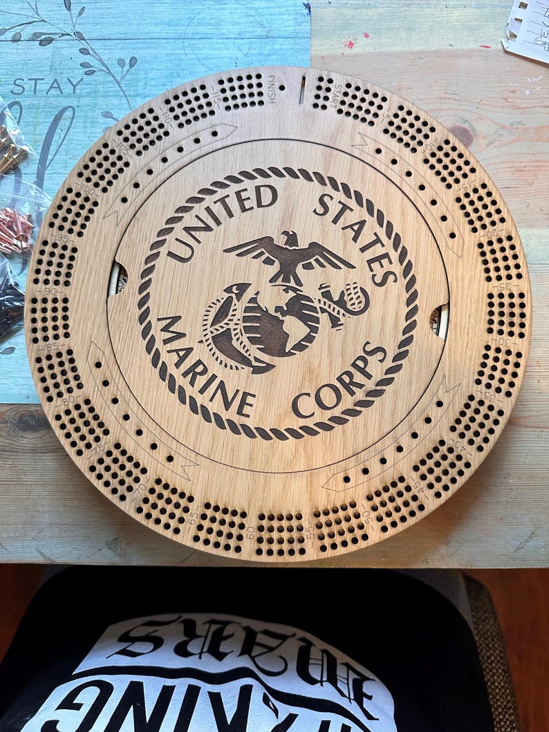 USMC Cribbage Board - Etsy