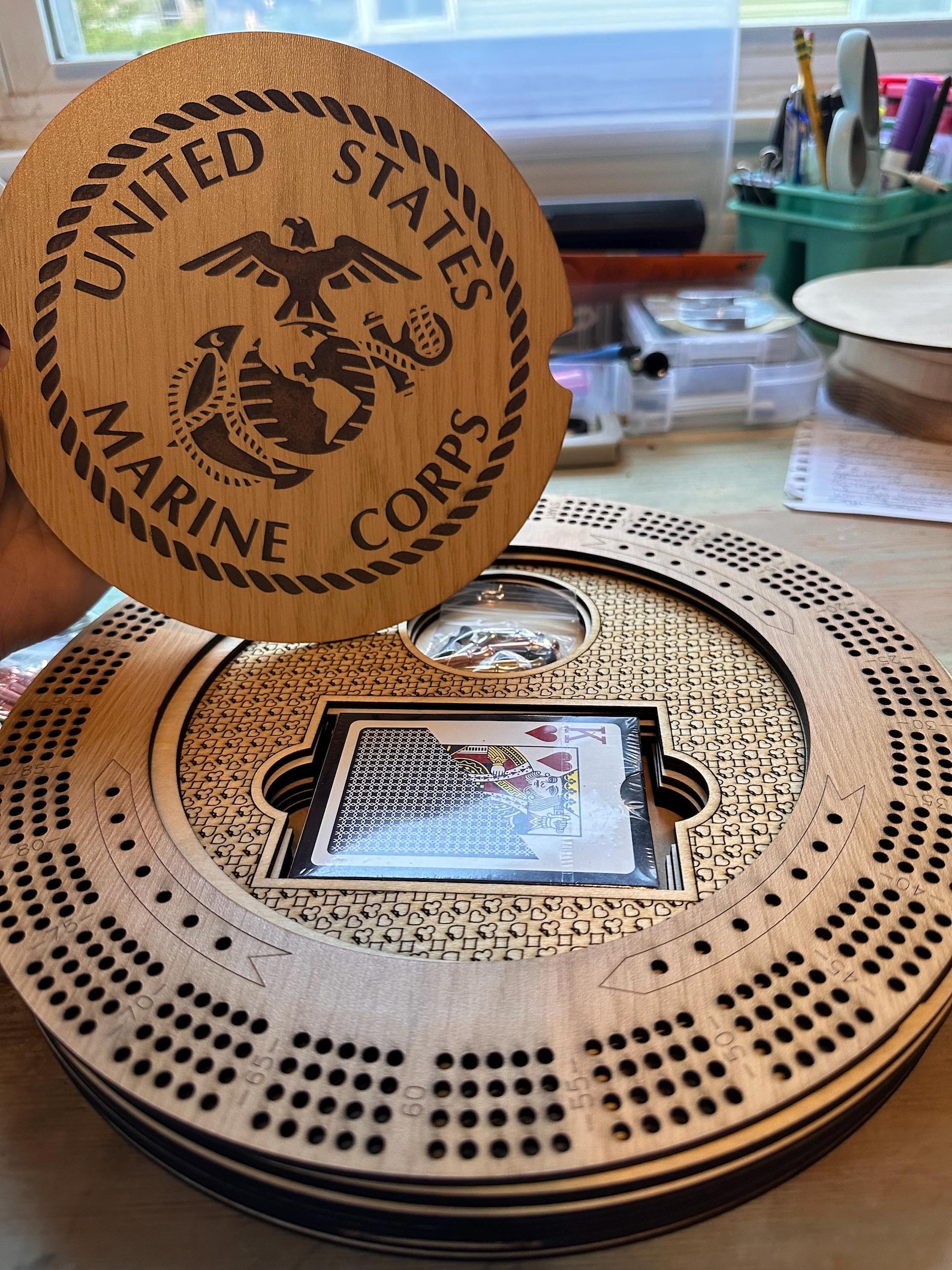 USMC Cribbage Board - Etsy