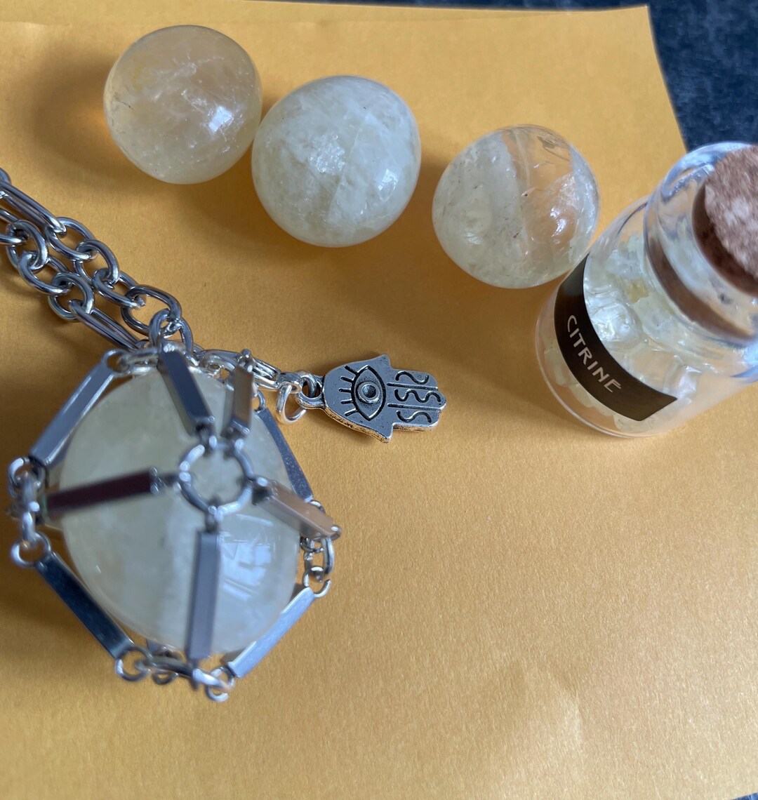 CRYSTAL KEEPER Citrine Healing Energy Crystal Necklace With Bespoke ...