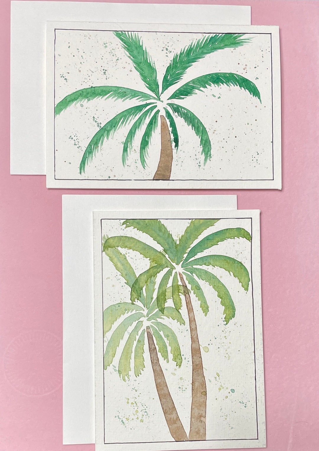 Palm Tree Blank Greeting Cards With Envelope, Hand-painted, Watercolor ...