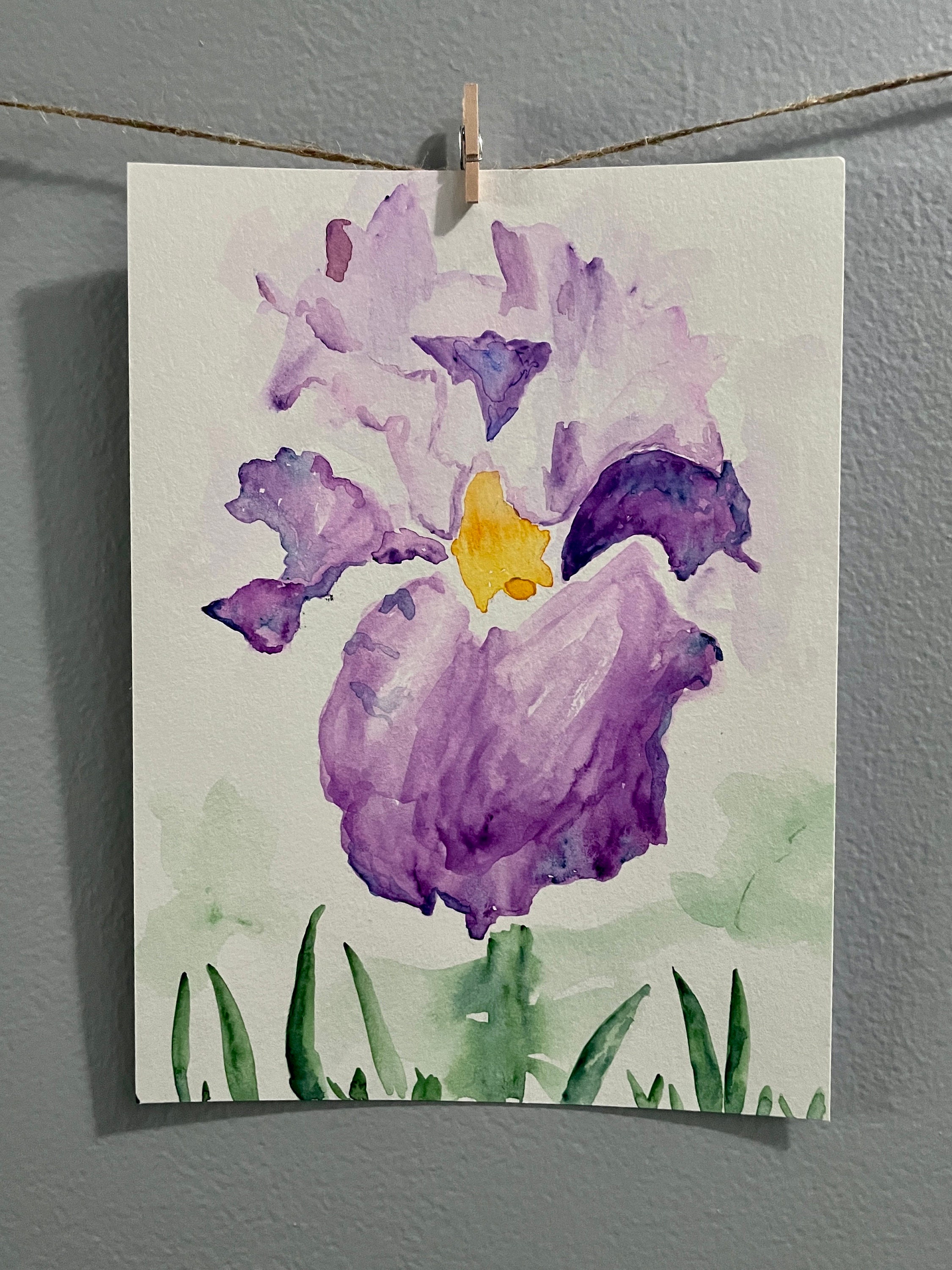 Purple Iris Watercolor Painting, 6x8 Inches - Etsy