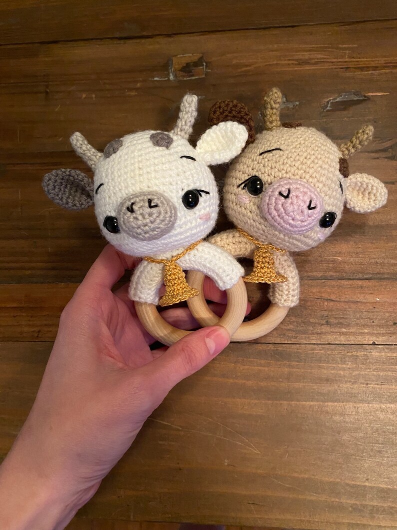 Barnyard Friends - Crochet Animal Baby Rattle | Baby Shower Gift | Wood ...