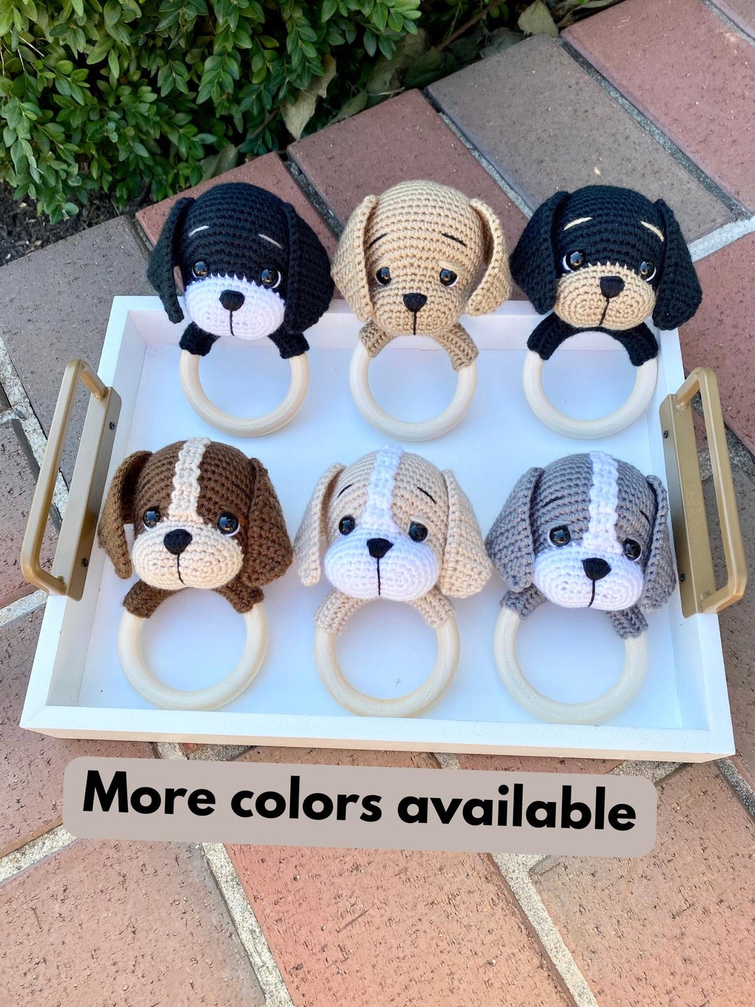 Dog Crochet Baby Rattle | Dog | Puppy | Baby Shower Gift | Wood Rattle ...