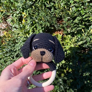 Dog Crochet Baby Rattle | Dog | Puppy | Baby Shower Gift | Wood Rattle ...