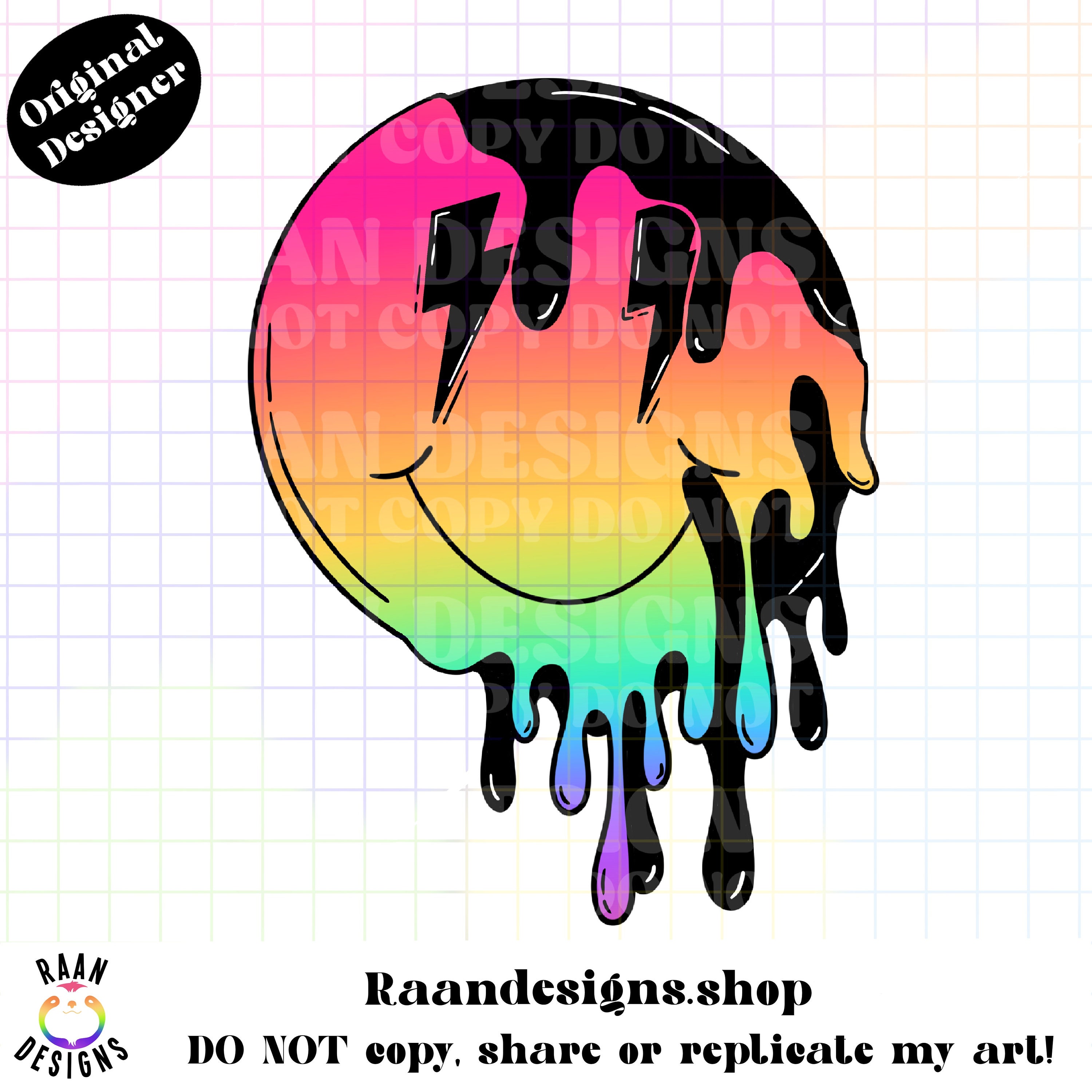 Trippy Melting Smile-png-digital-design-tshirt-smile-happy-lightening ...