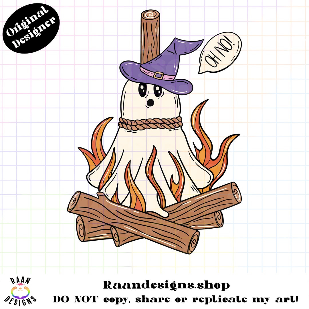 Witch Ghost Burning on Stake-png-tshirt-design-digital-halloween-haunt ...