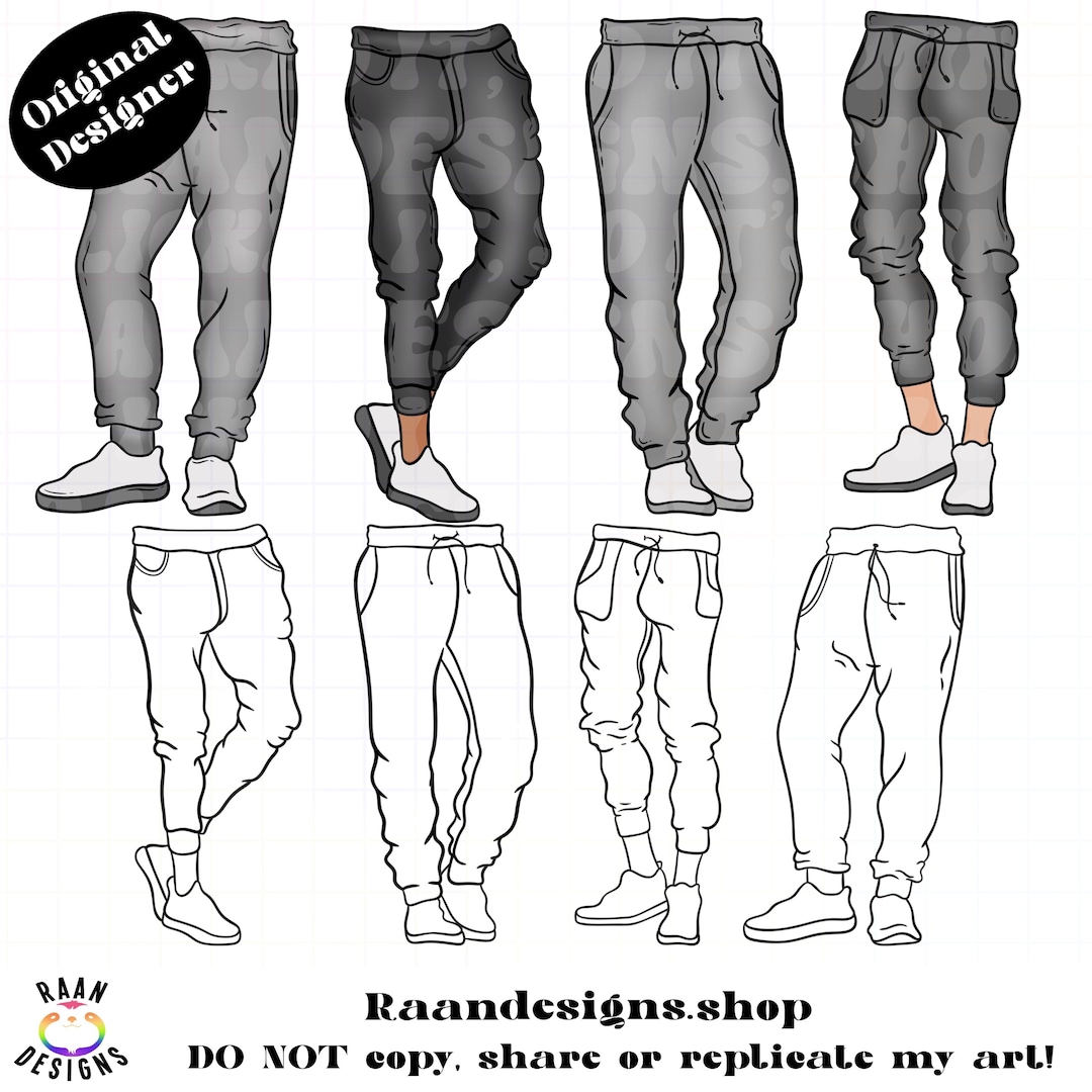 Gray Sweatpants-hand Drawn-clip Art-element-outline-sweatpants Season ...