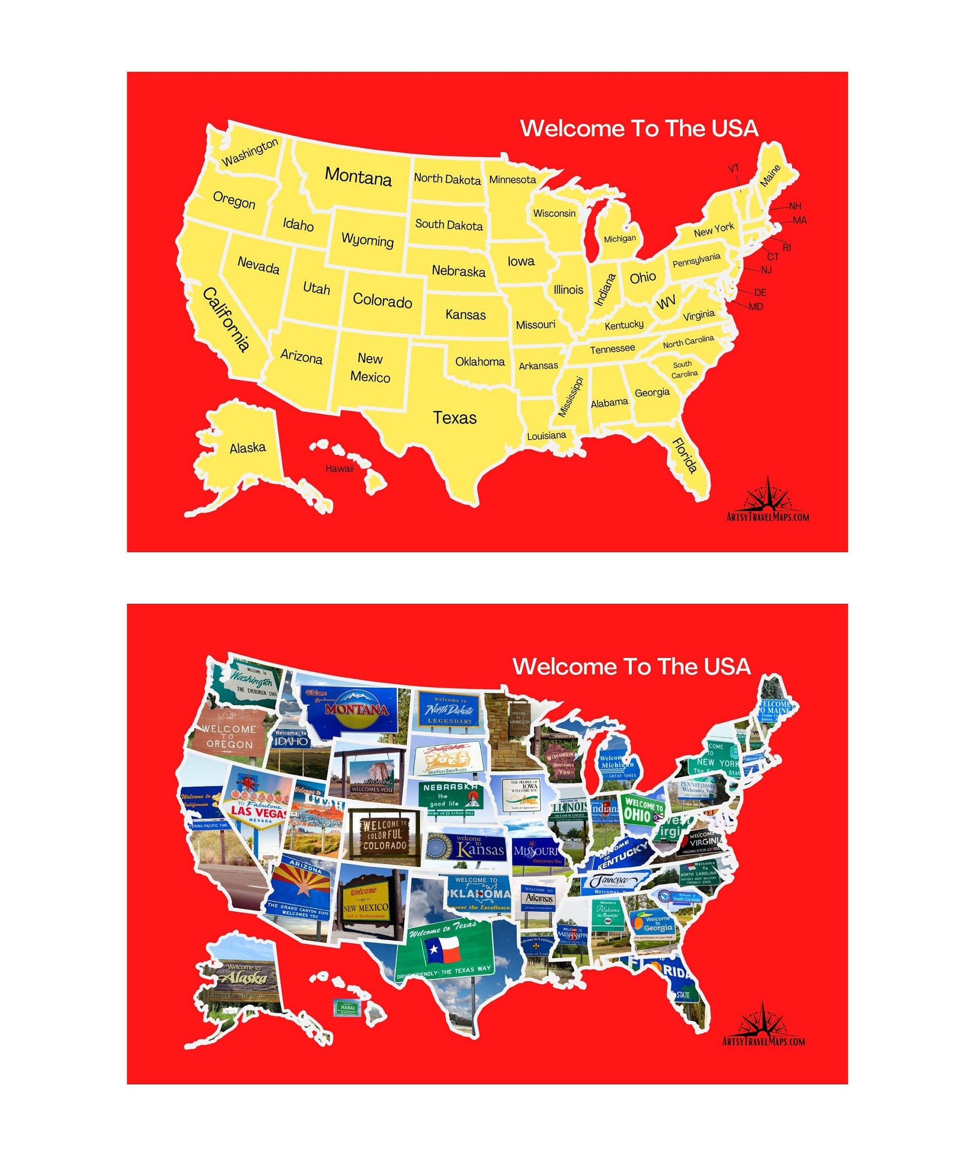 Clearancepick 2, Set of 6 Mini USA Scratch-off Maps, Scratch-off Poster ...