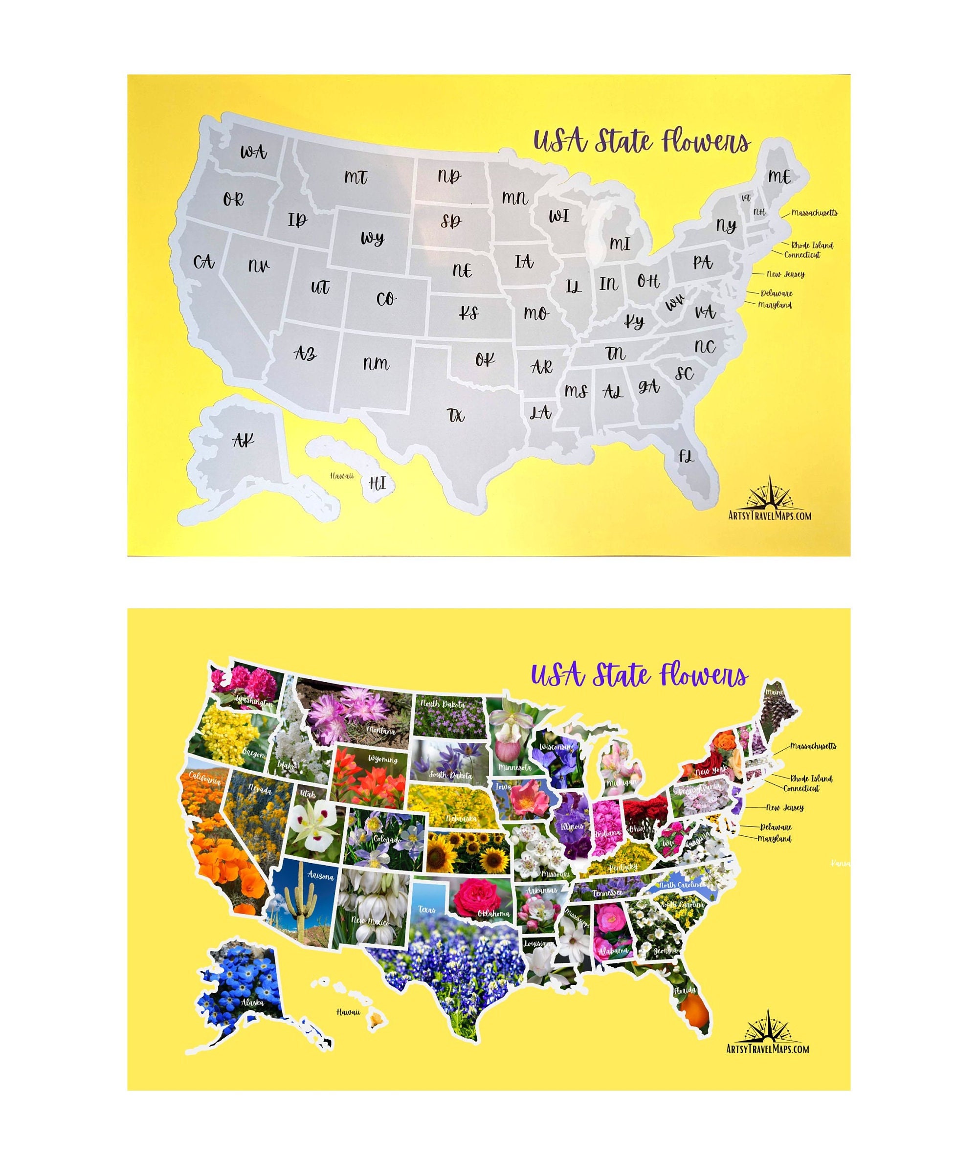 Clearancepick 2, Set of 6 Mini USA Scratch-off Maps, Scratch-off Poster ...