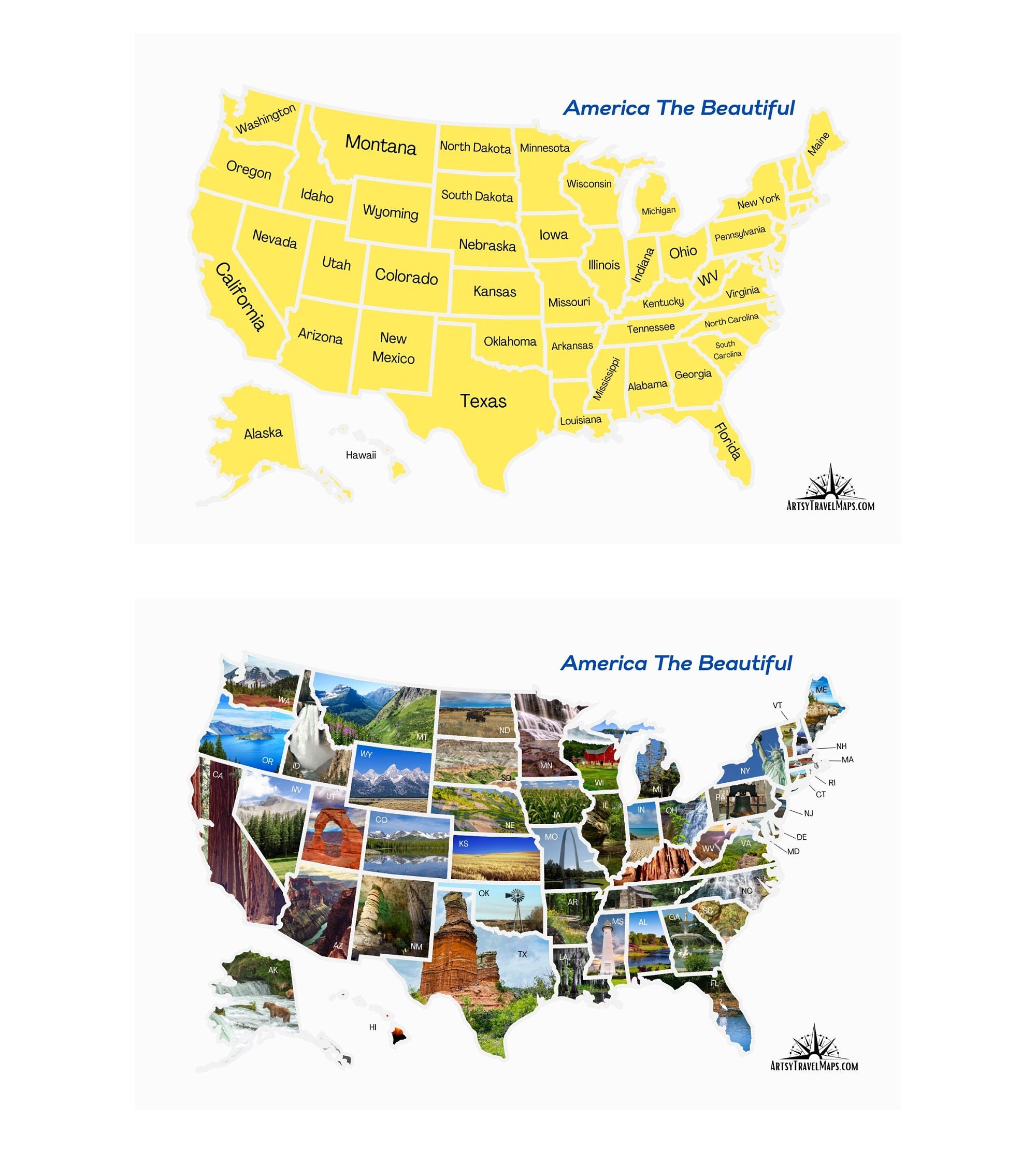 Clearancepick 2, Set of 6 Mini USA Scratch-off Maps, Scratch-off Poster ...