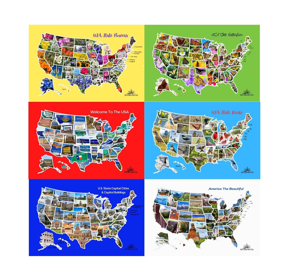 Clearancepick 2, Set of 6 Mini USA Scratch-off Maps, Scratch-off Poster ...