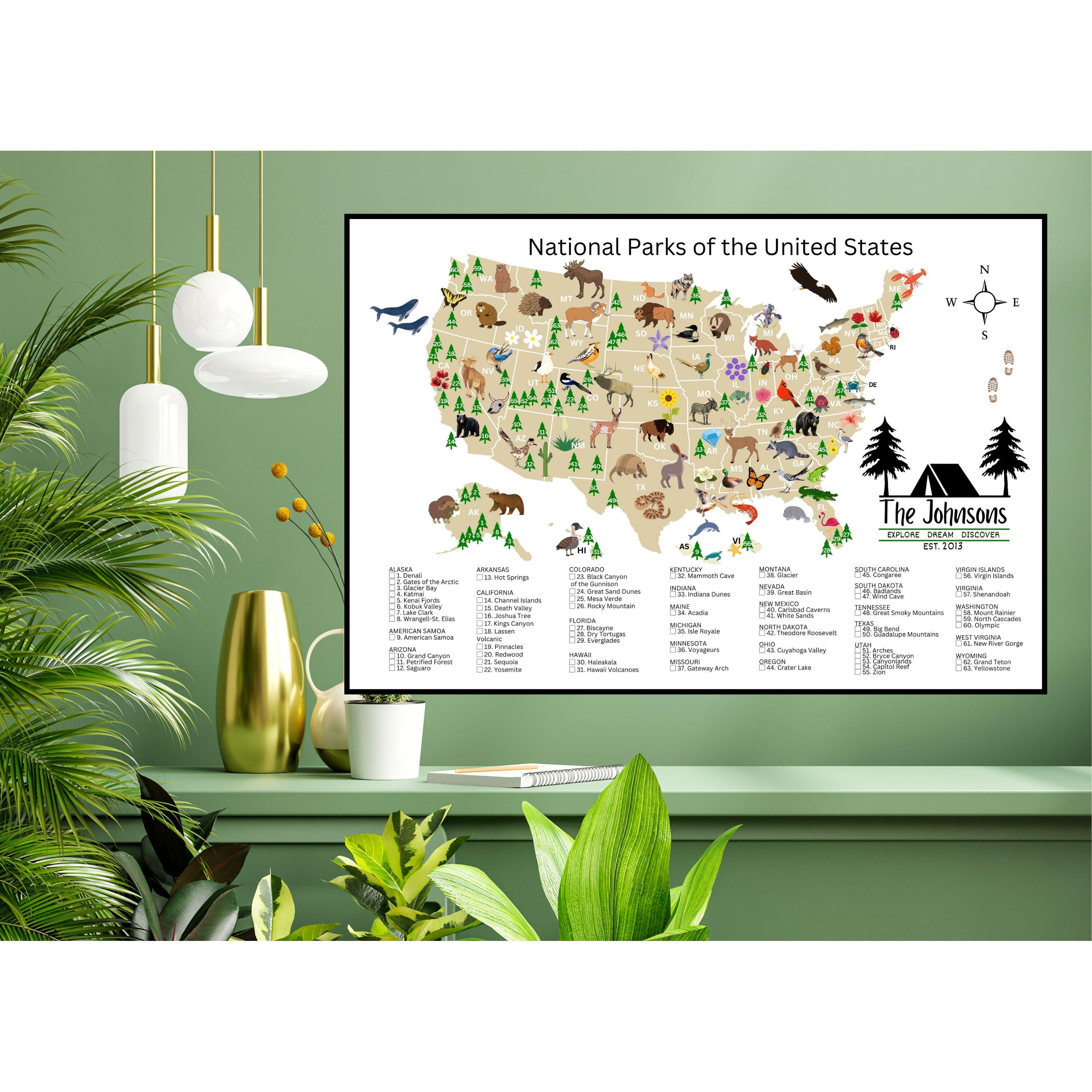 Personalized National Parks Checklist, Custom Name Gift, Travel Hiker ...