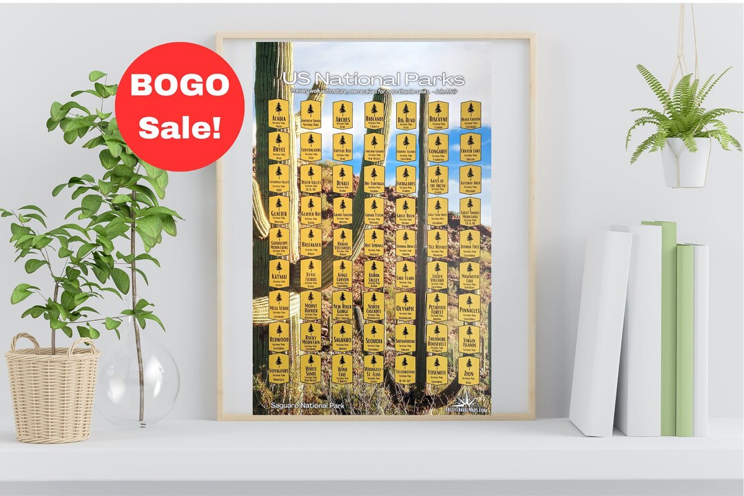 BOGO US National Parks Scratch-off Poster, Scratch-off Map, Bucket List ...