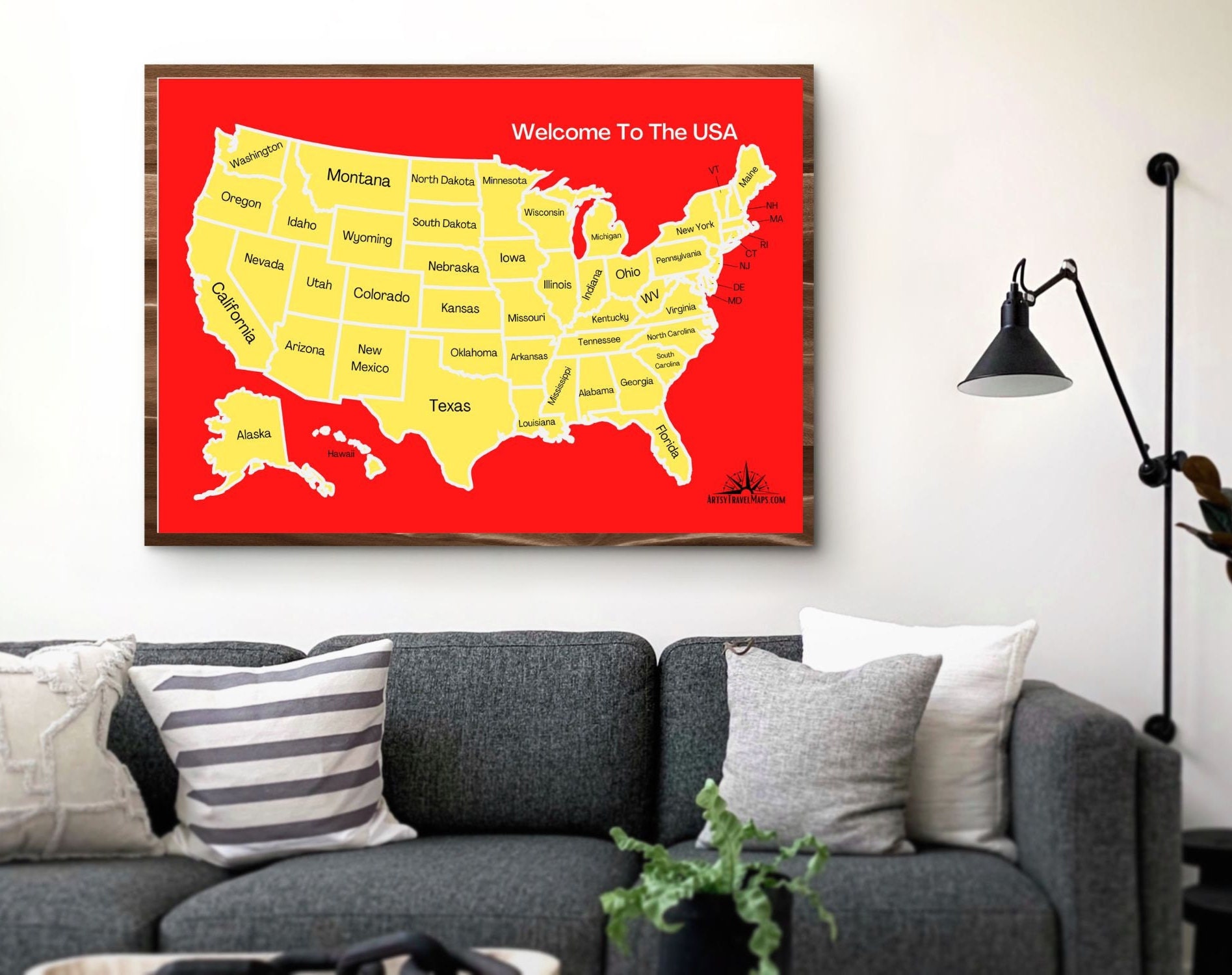 US State Welcome Signs Scratch-off Map, Poster, Bucket List, US State ...