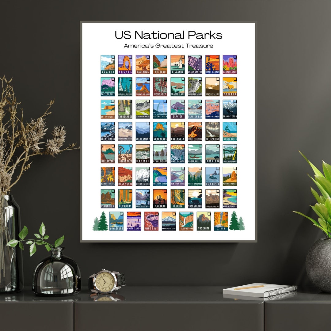 US National Parks Checklist, Travel Hiker Gift, Printable Checklist ...