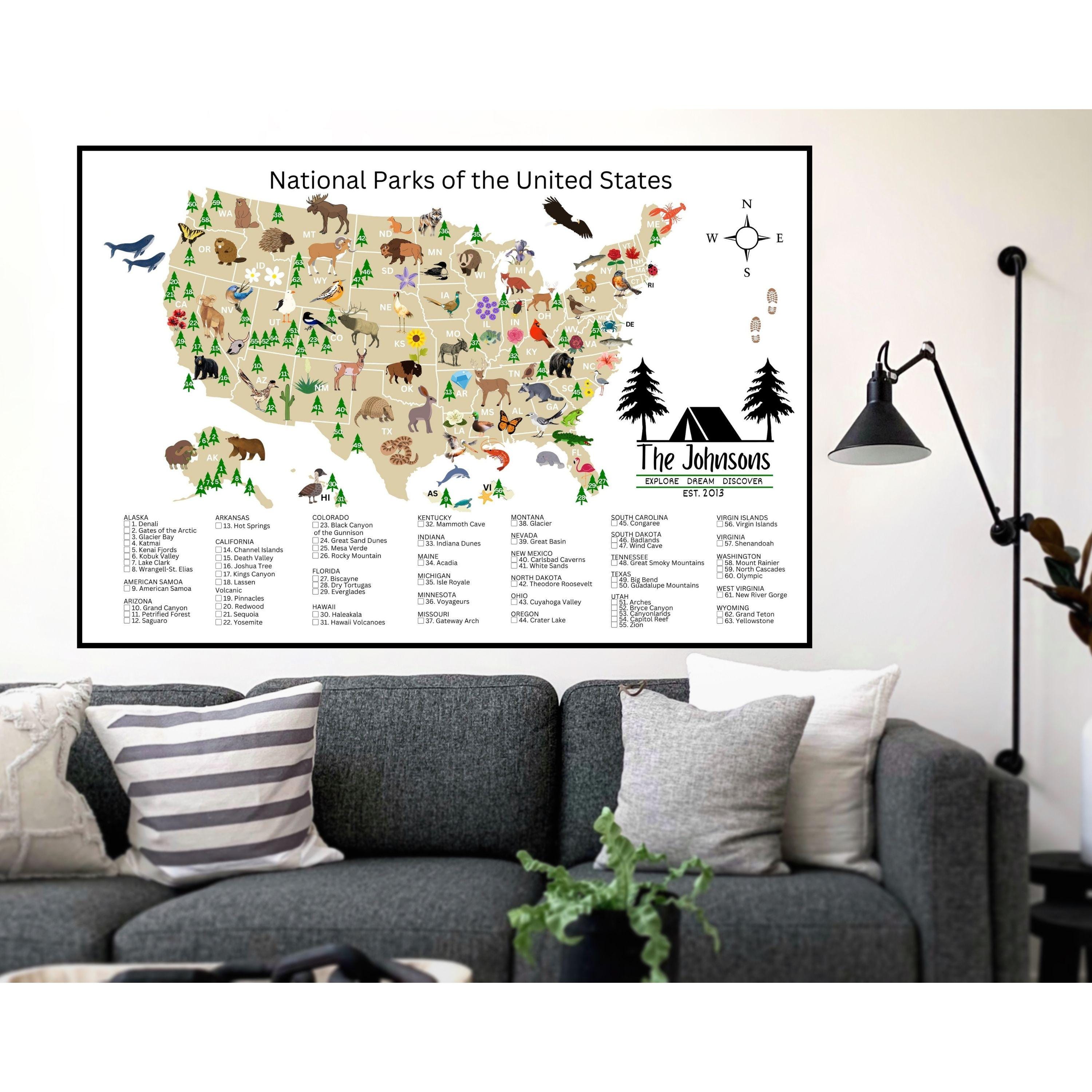 Personalized National Parks Checklist, Custom Name Gift, Travel Hiker ...