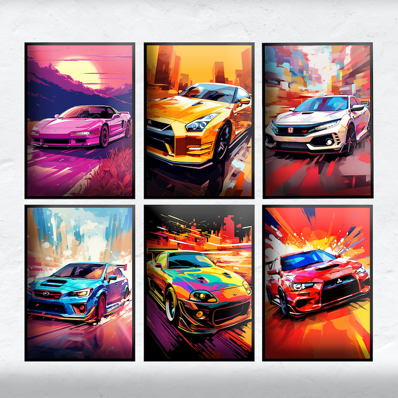 6 Car Posters JDM Car Bundle Digital Prints - Etsy