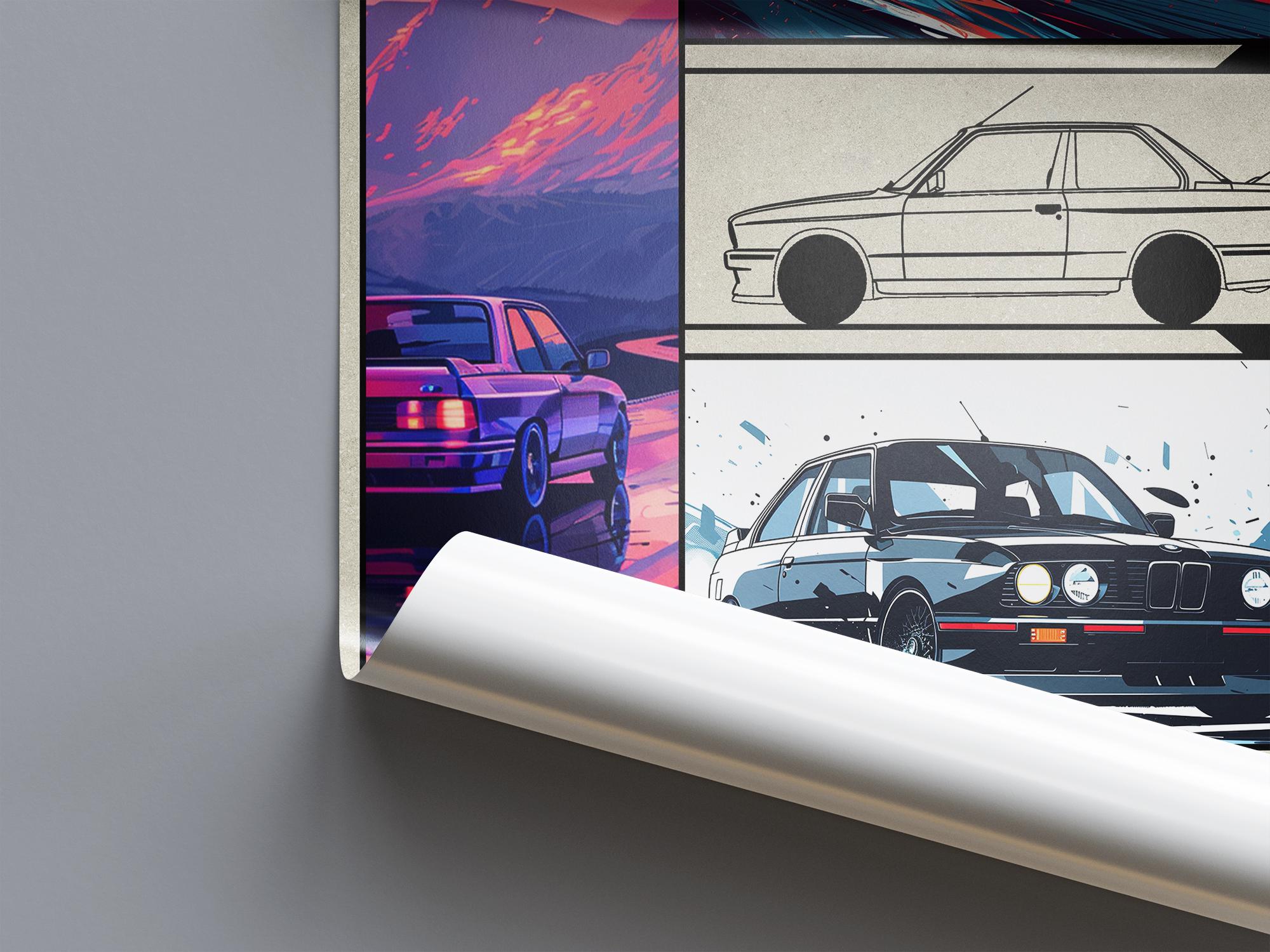 BMW E30 M3 Poster (A4, A3, A2) | Vintage Old School Design | Digital ...